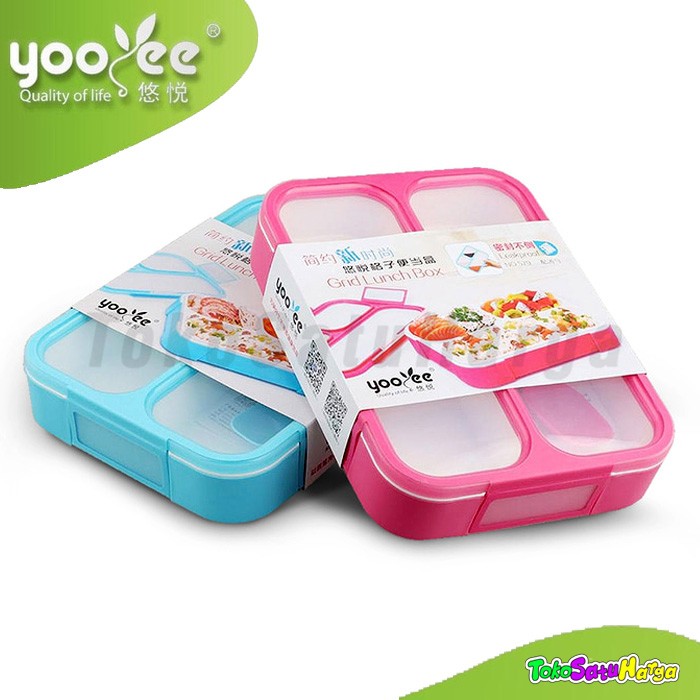 Jual Lunch Box Kotak Makan Yooyee bento Polos 3 Sekat Anti Bocor ...
