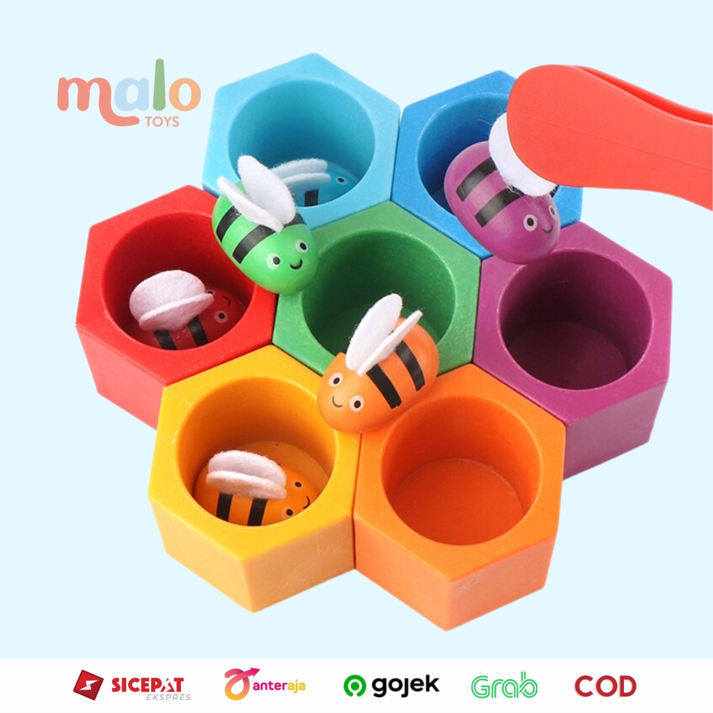 Jual MALOTOYS - Bee Catching Game Bee Hive Game Sensory Play Grab The ...