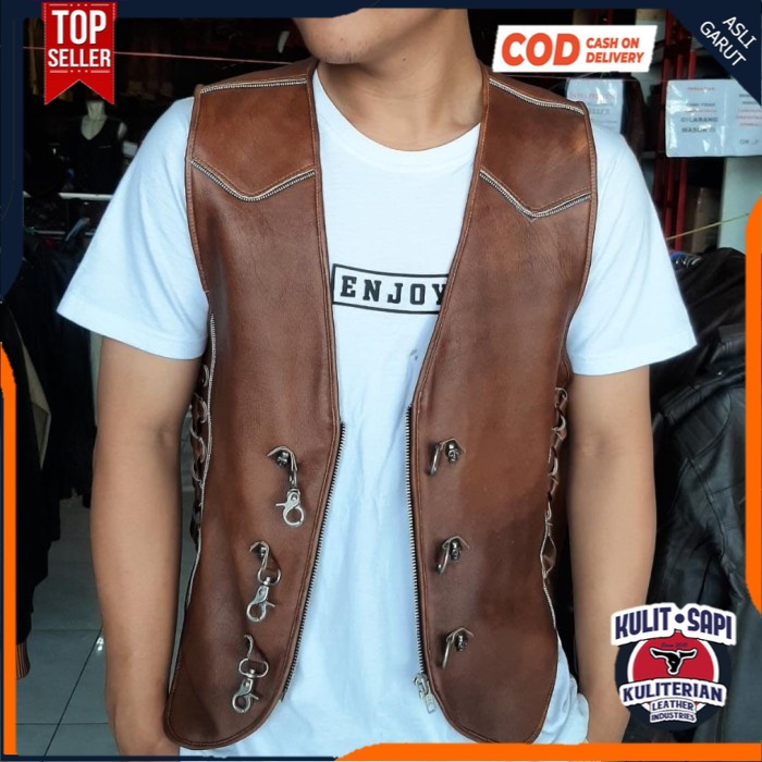 Jual Bikers - Rompi kulit vest biker harley davidson warna coklat KEREN ...