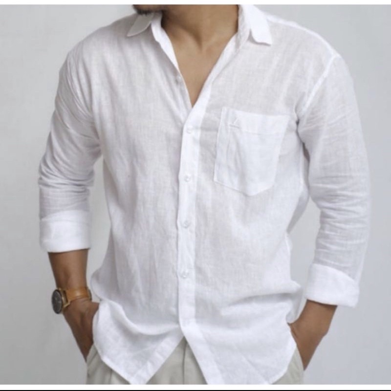 Jual KEMEJA LENGAN PANJANG PRIA BAHAN KATUN LINEN PREMIUM | Shopee ...