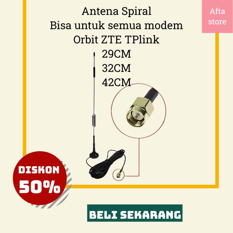 Jual Antena Penguat Signal Spiral 42cm modem router wifi dual sma orbit ...