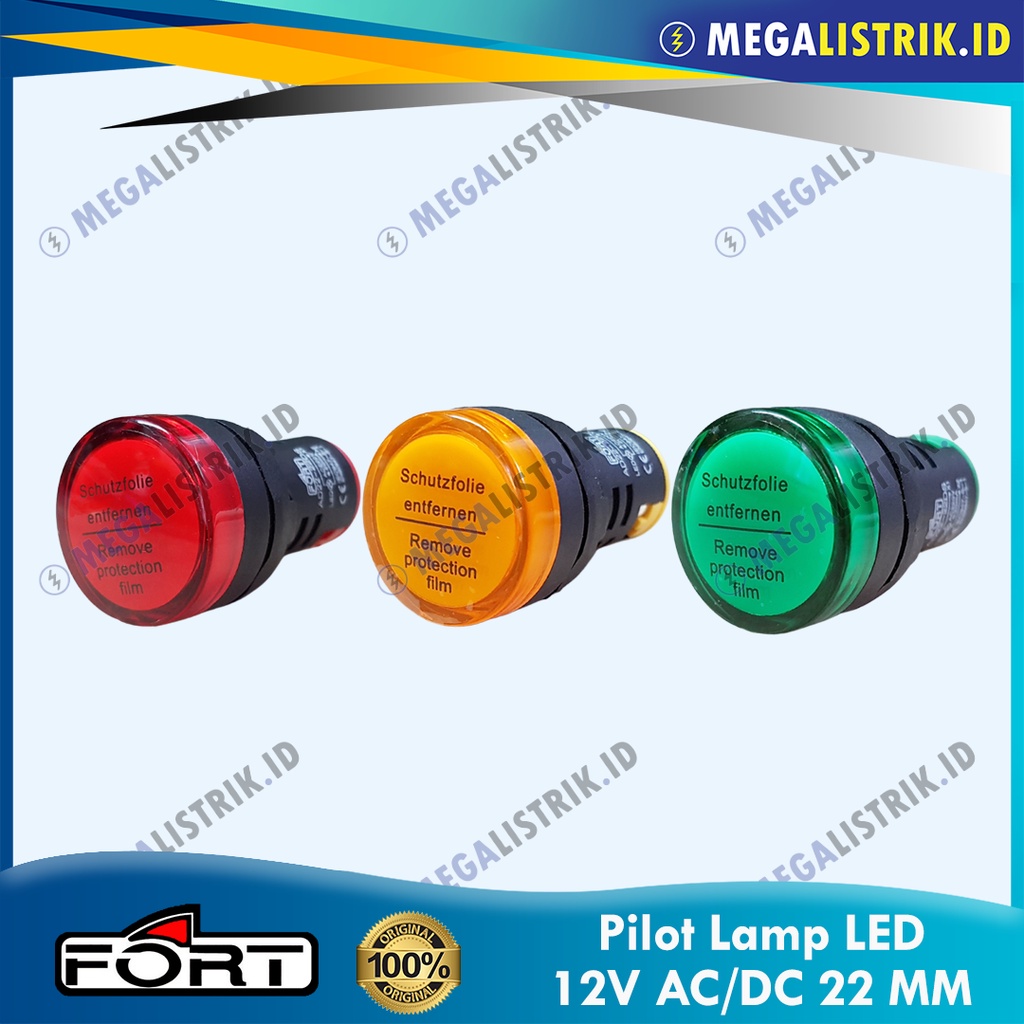 Jual FORT PILOT LAMP LED 22MM 12V AC/DC / LAMPU KONTROL PANEL LED 22 MM ...
