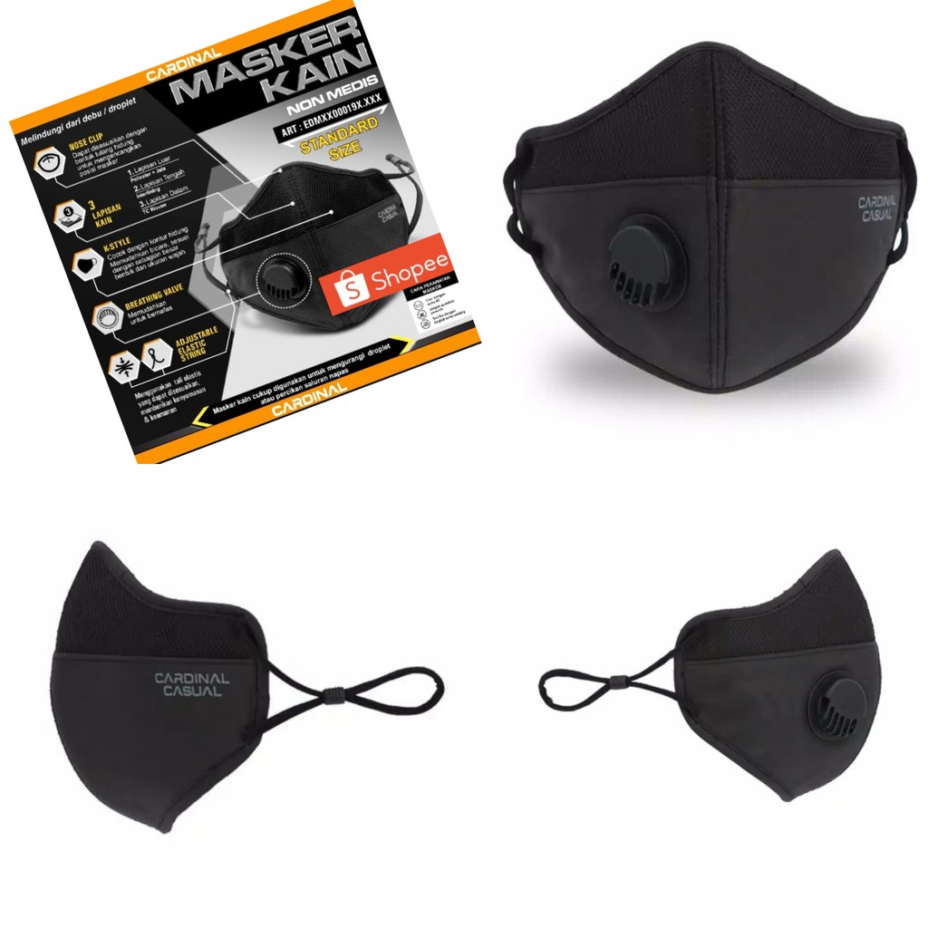 Jual CARDINAL MASKER KAIN MODEL NON MEDIS TIGA LAPIS VENTILATOR ...