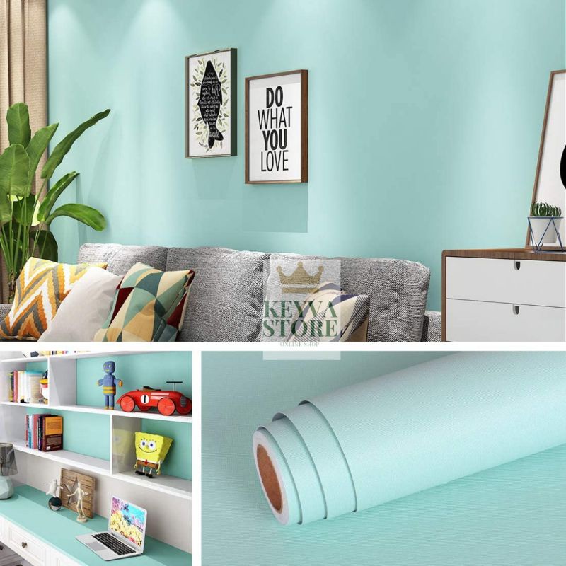 Jual Wallpaper Sticker Dinding Motif Polos Biru Muda 10mx45cm | Shopee ...