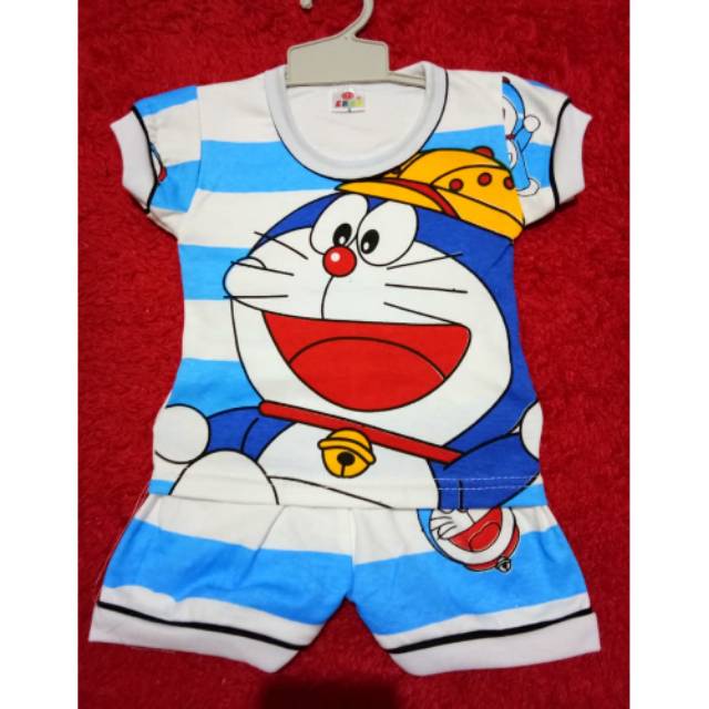 Jual Set anak Unisex cewe cowo bisa DORAEMON GARIS usia 0-18 bulan real ...