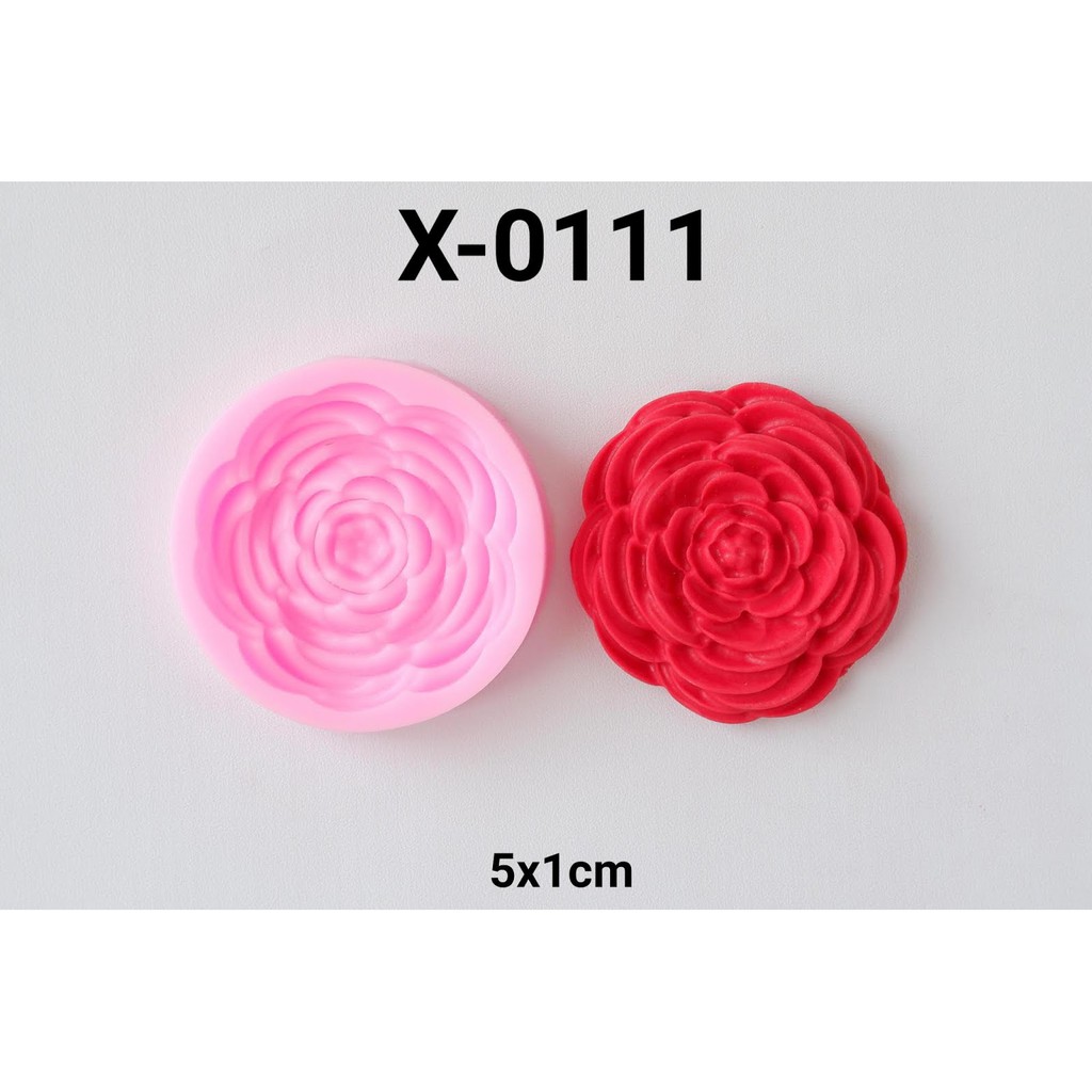 Jual X-0111 Cetakan silikon coklat fondant pudding puding bunga mawar ...