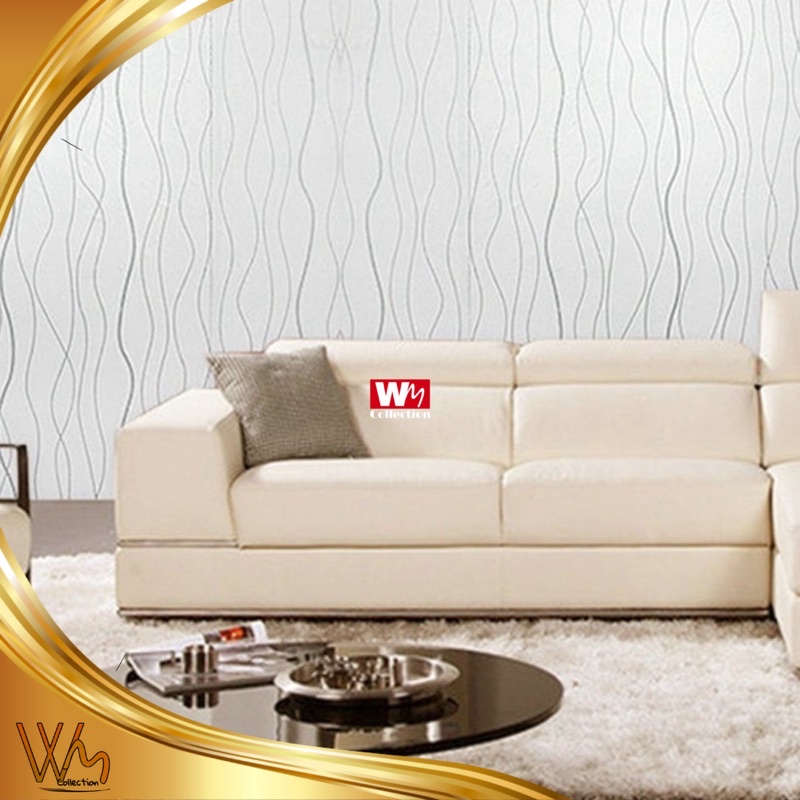 Jual Wallpaper Dinding Motif Salur Silver Mewah Gelombang 45cm x 100cm Wallpaper Sticker Motif ...