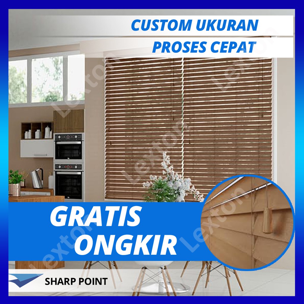 Jual Wooden Blinds 27 mm / Kerai Kayu / Tirai Lipat Manual - SHARP ...