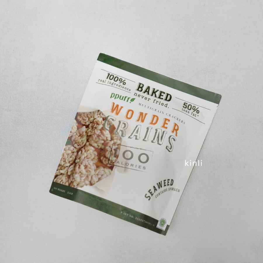 Jual ppuff wonder grains baked crackers seaweed spinach vegan 25gr ...