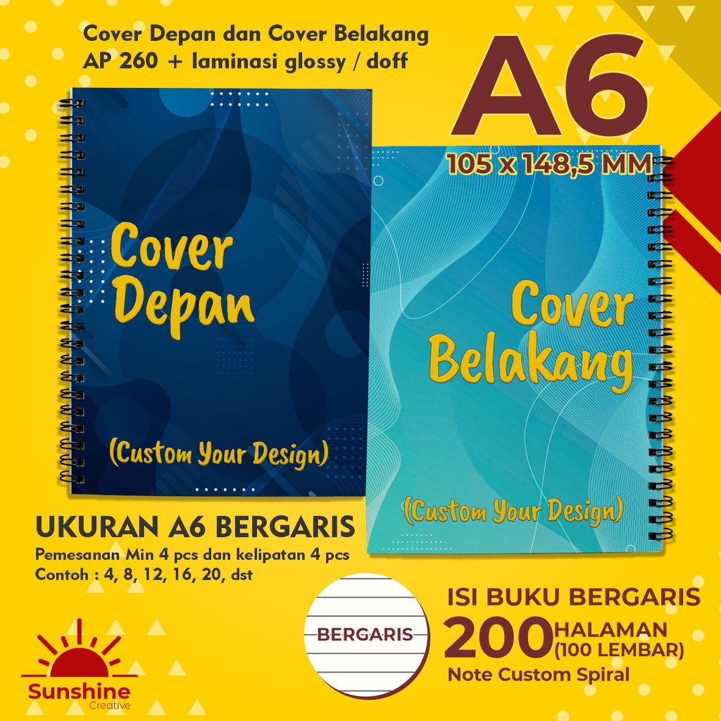 Jual Notes A6 Spiral ISI BERGARIS - 200 Halaman (100lembar) HVS / Buku ...