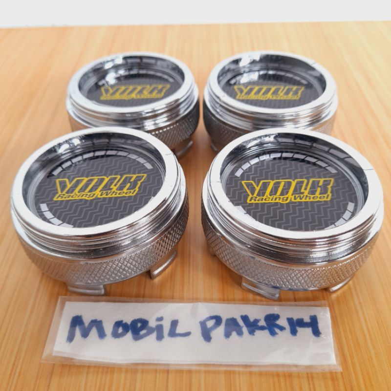 Jual dop roda racing fariasi VOLK kuning crhome diameter 6cm harga 1set ...