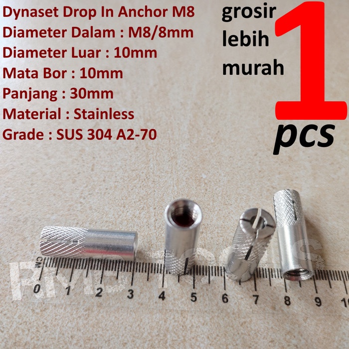 Jual M8 Dynaset Stainless 304 A2-70 M8 / Dinaset Drop In Anchor SS304 ...