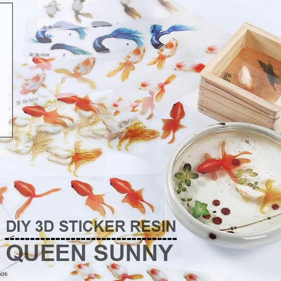 Jual Resin Ikan Mas Sticker 3D Goldfish Ikan Koi Clear Sticker Lukisan ...