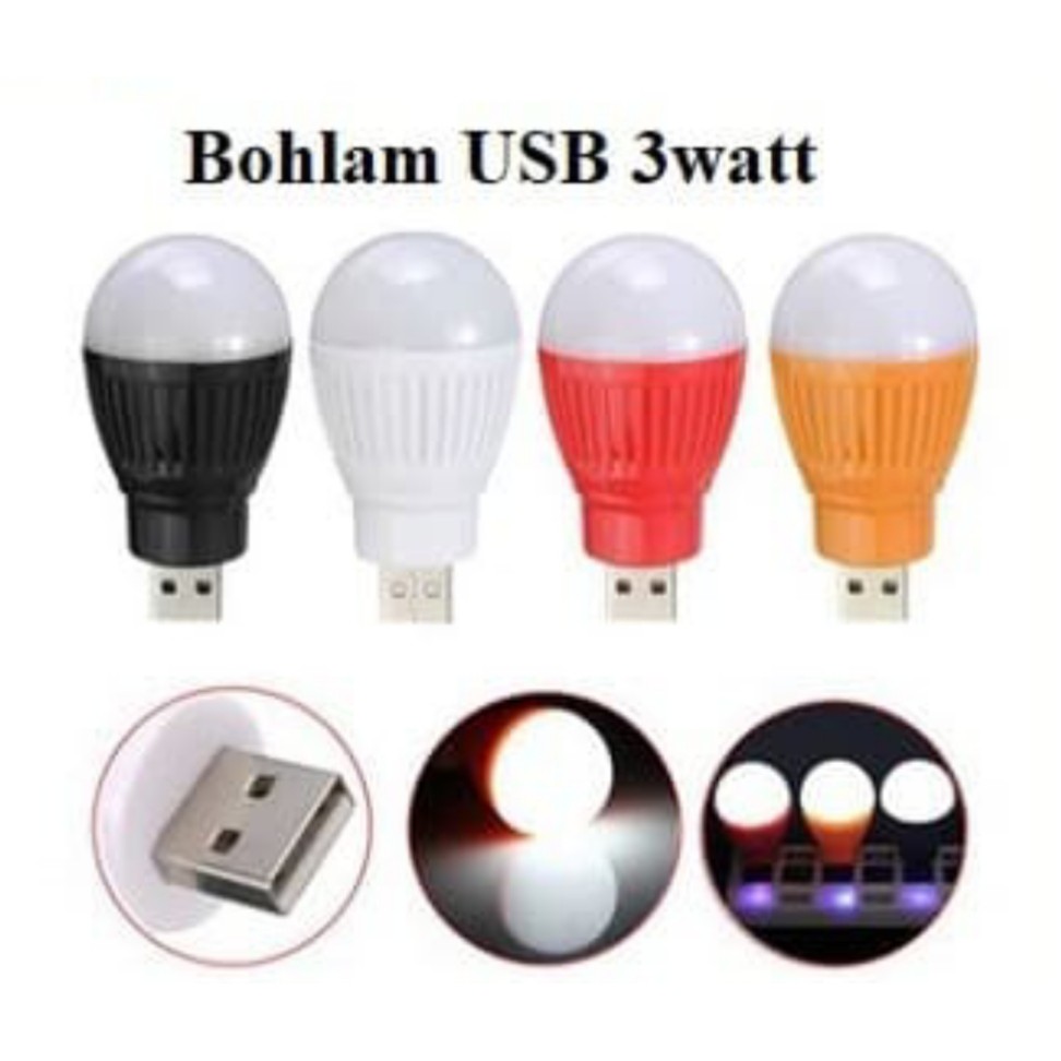 Jual Lampu USB LED bohlam mini lamp 3 watt | Shopee Indonesia