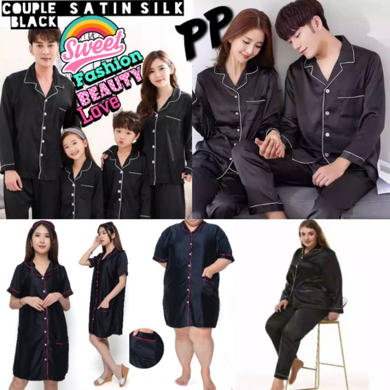 Jual PIYAMA COUPLE LENGAN PANJANG SATIN SILK POLOS SET CELANA BAJU ...