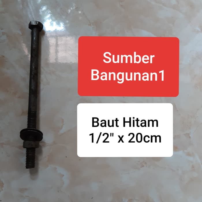 Jual Baut hitam panjang 1/2" x 20cm baut kunci 19 | Shopee Indonesia