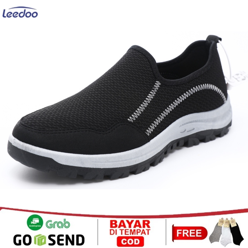 Jual Leedoo Sepatu Slip On Pria Sneakers Pria Casual Running Shoes ...