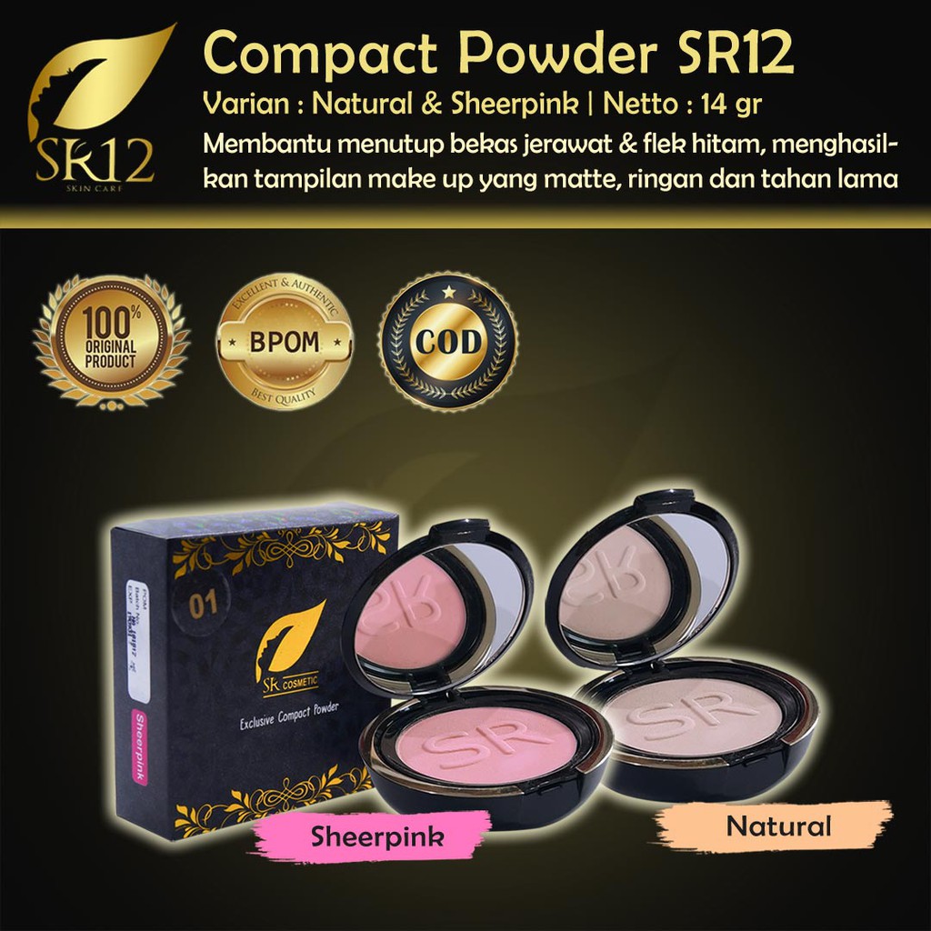 Jual Compact Powder SR12 Exclusive Natural Sheer Pink Bedak Padat SR 12 With SPF | Shopee Indonesia