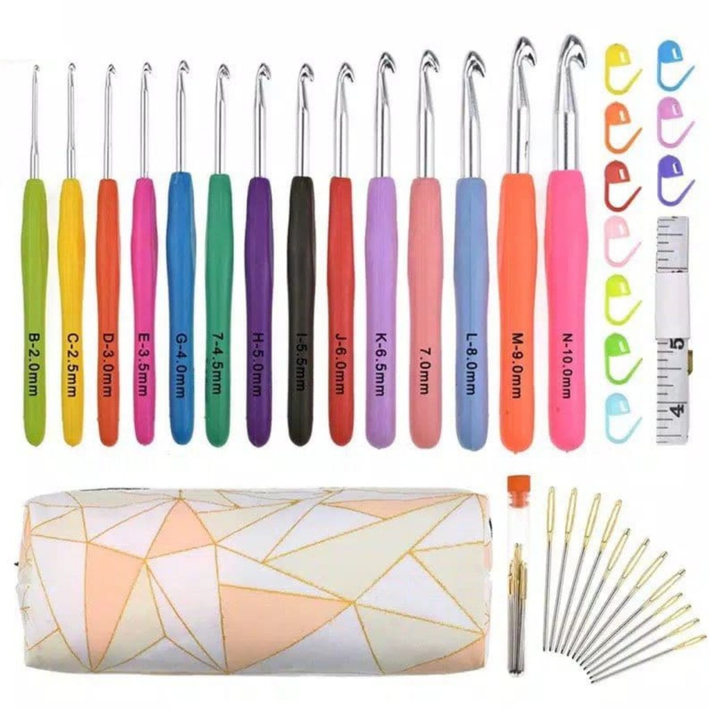 Jual ANEKA - Hakpen (Jarum / Alat Rajut) Pouch Crochet - Set | Shopee ...