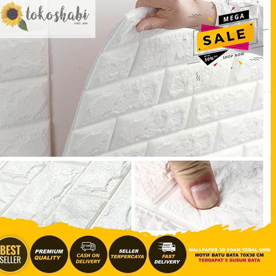 Jual FastPacking Walpaper Sticker 3D Foam Motif Bata Putih Ketebalan ...