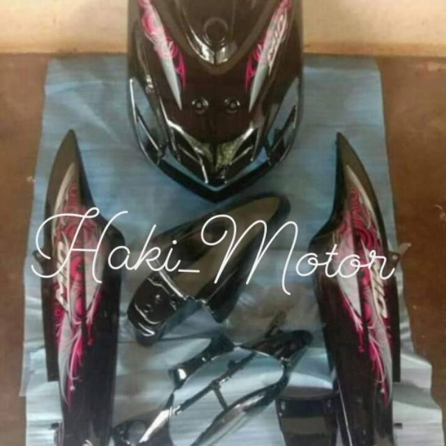 Jual FULL BODY ALUS YAMAHA MIO SMILE HITAM + STRIPING | Shopee Indonesia