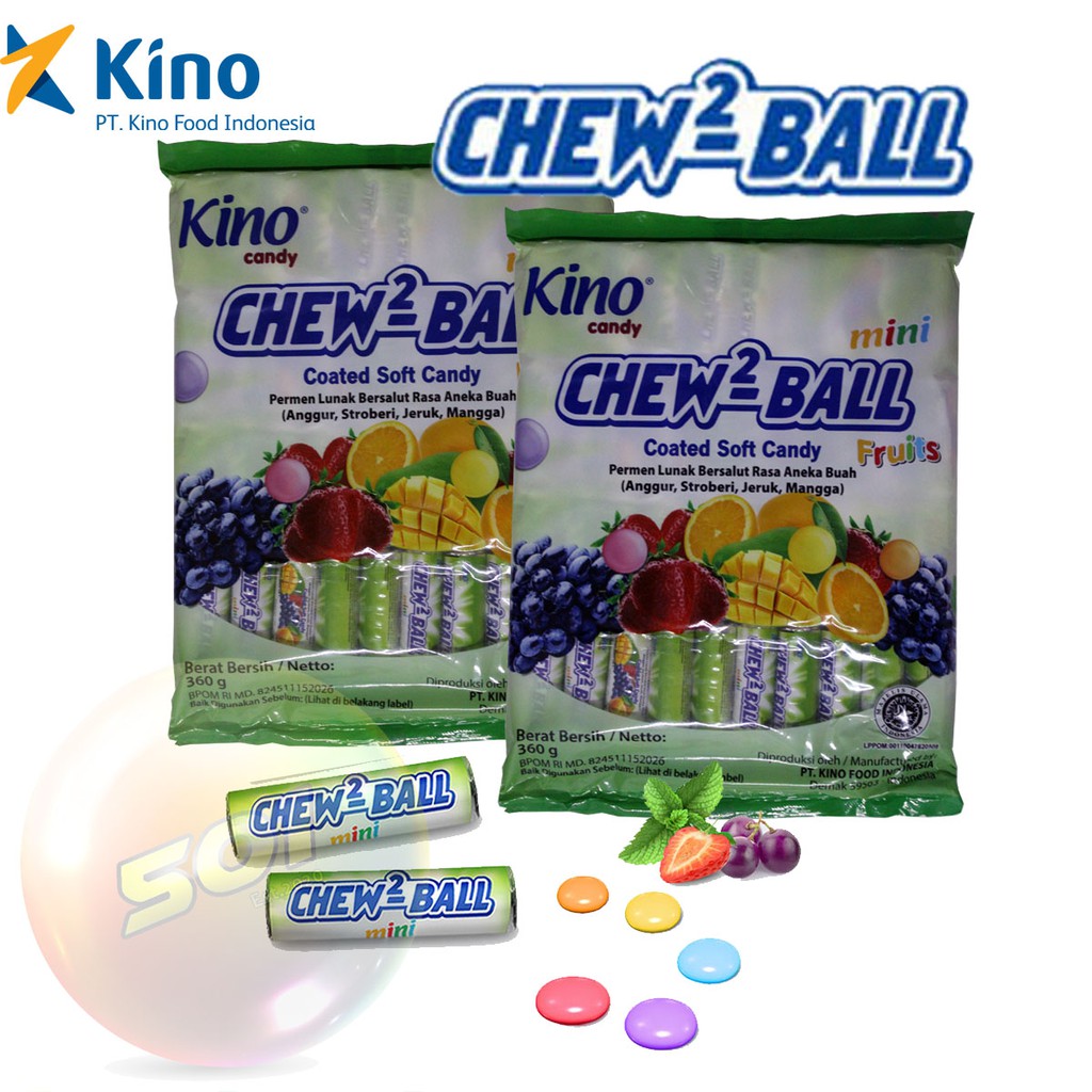 Jual Permen Kino Mini Chew Ball Permen Lunak Aneka Rasa Buah Pack 40 ...
