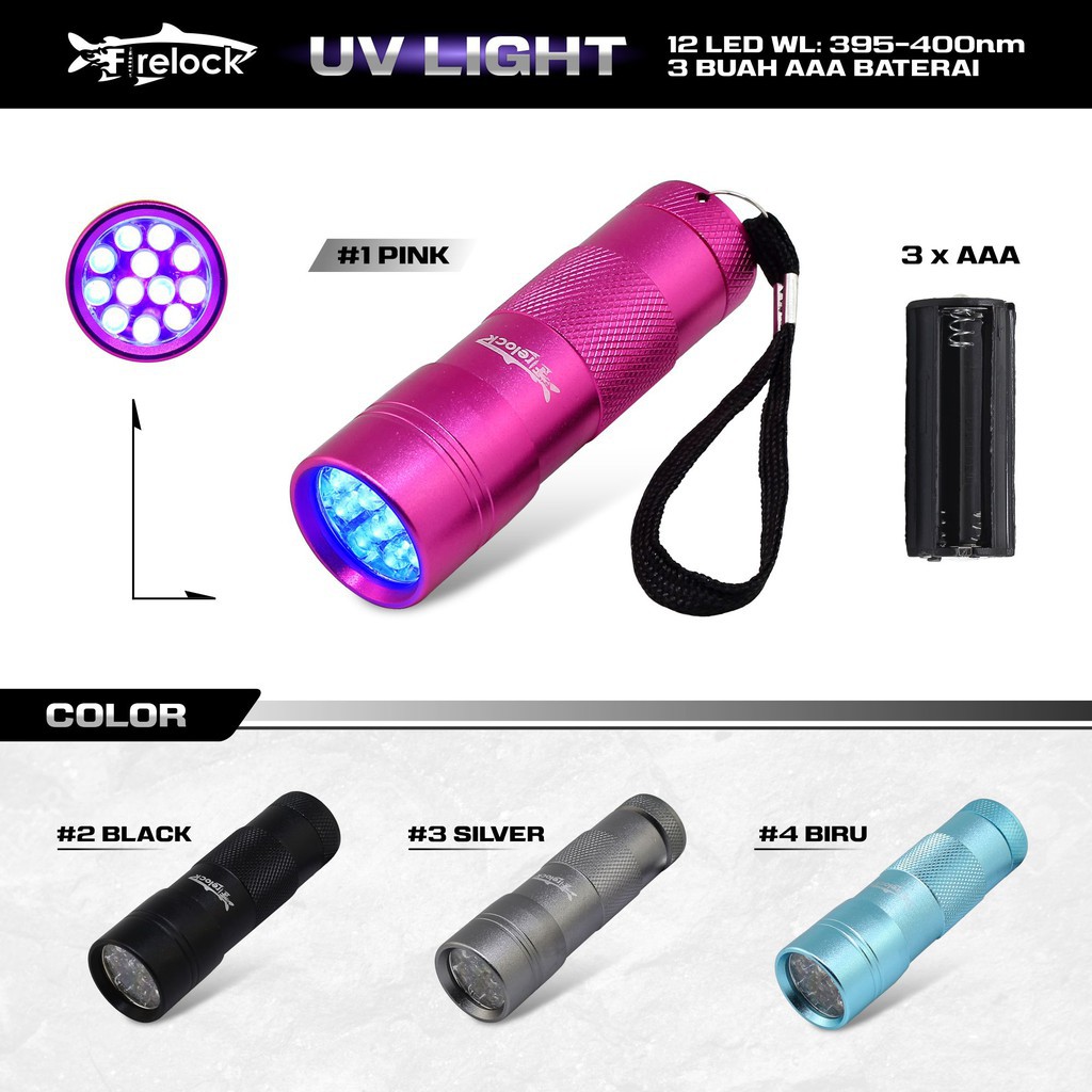 Jual Senter Ultraviolet - Firelock Senter UV Light 12 LED | Shopee Indonesia