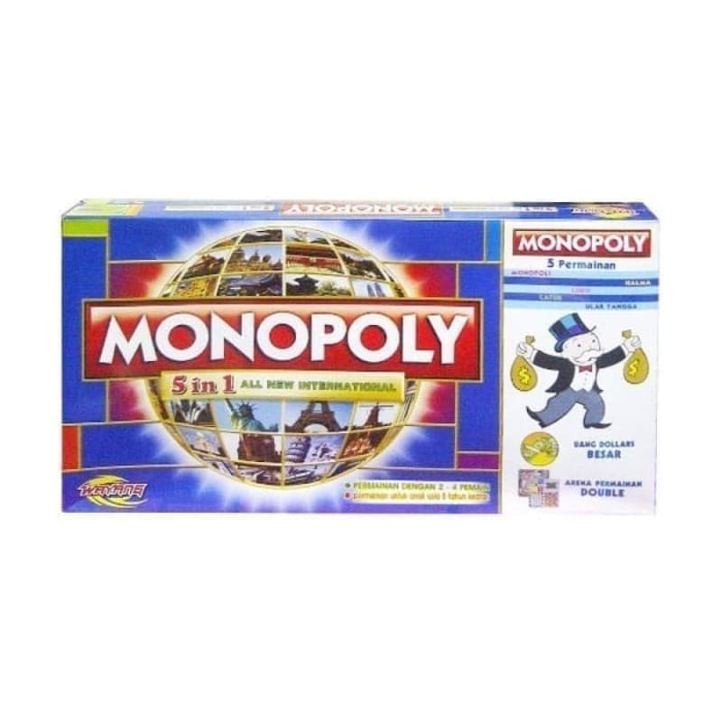 Jual Mainan Keluarga Monopoly 5 In 1 Monopoli Halma Ular Tangga Ludo ...