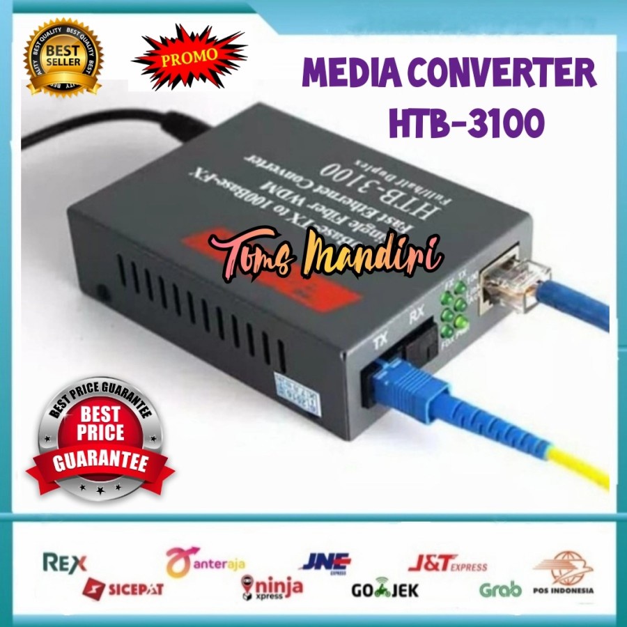 Jual Media Converter FO HTB-3100 10-100 Mbps Single Core Fiber Optik ...
