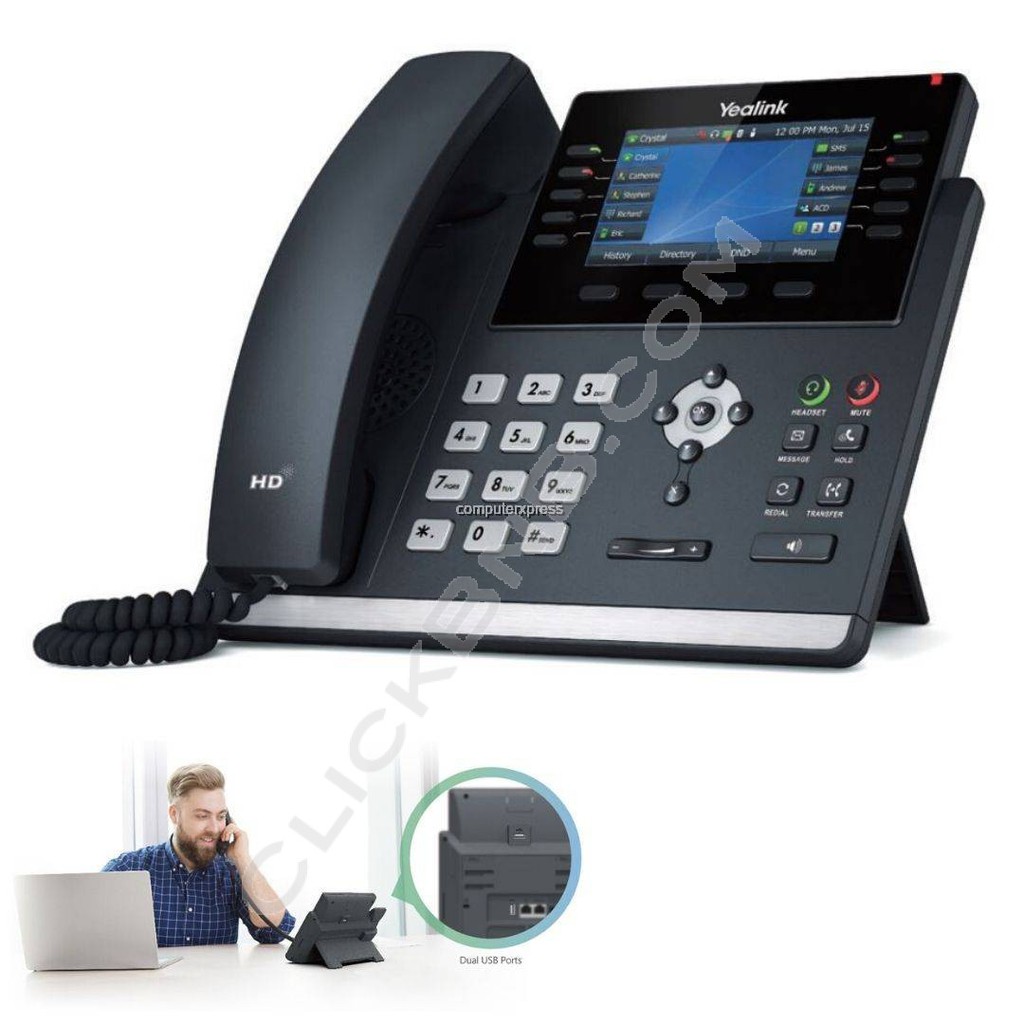 Jual Yealink SIP-T46U IP Phone - Desktop SIP Phone for Operator/Receptionist with Color LCD ...