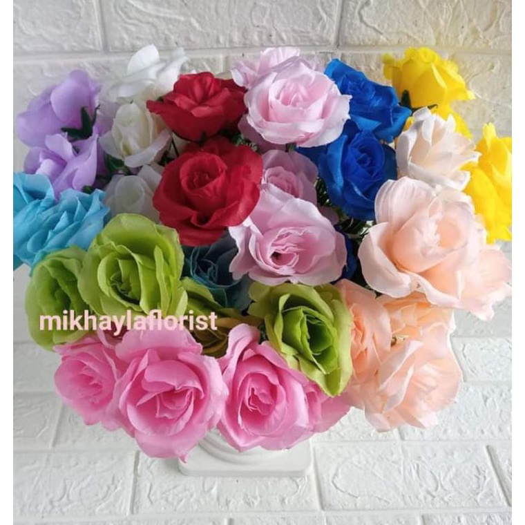 Jual Bunga mawar artificial murah cabang 5 // bunga plastik | Shopee ...