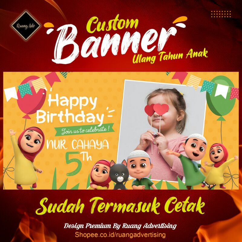 Jual Nussa Rara Banner Ulang Tahun Anak Custom Backdrop Ulang Tahun ...
