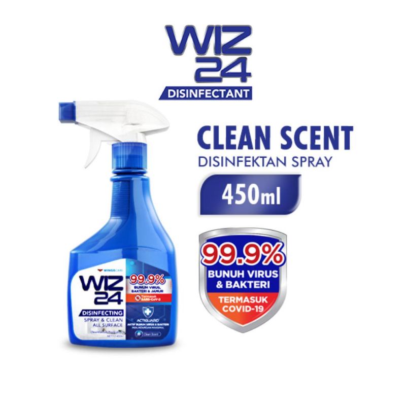 Jual WIZ 24 Disinfecting Spray & Clean 450ml | Shopee Indonesia