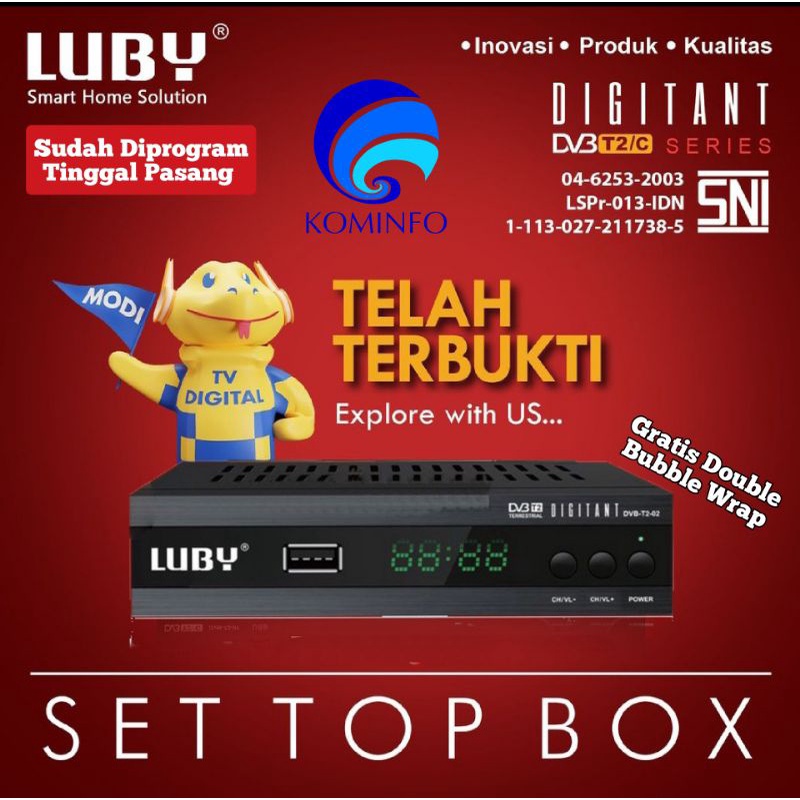 Jual Set Top Box STB Receiver TV Digital Berkualitas Terbaik SNI Bersertifikat Kominfo Luby DVB ...