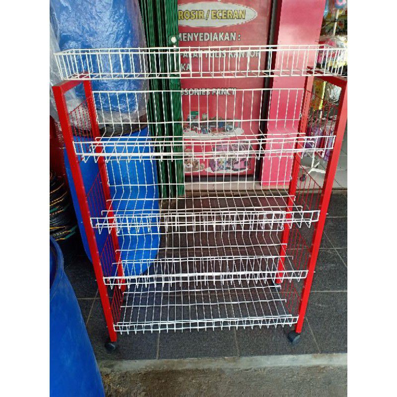 Jual Rak ciki roda ss5 besi/ rak display serbaguna/ rak chiki | Shopee ...