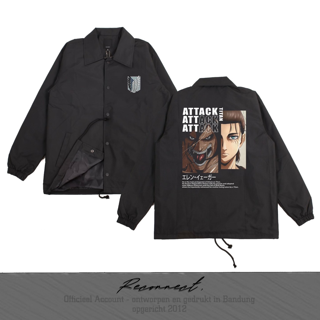 Jual Reconnect Coach Jacket Anime Eren Attack on Titan - Unisex ...