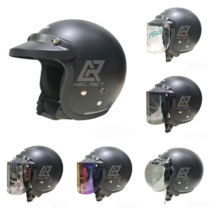 Jual helm cargloss original black doff/hitam doff kaca datar | Shopee ...
