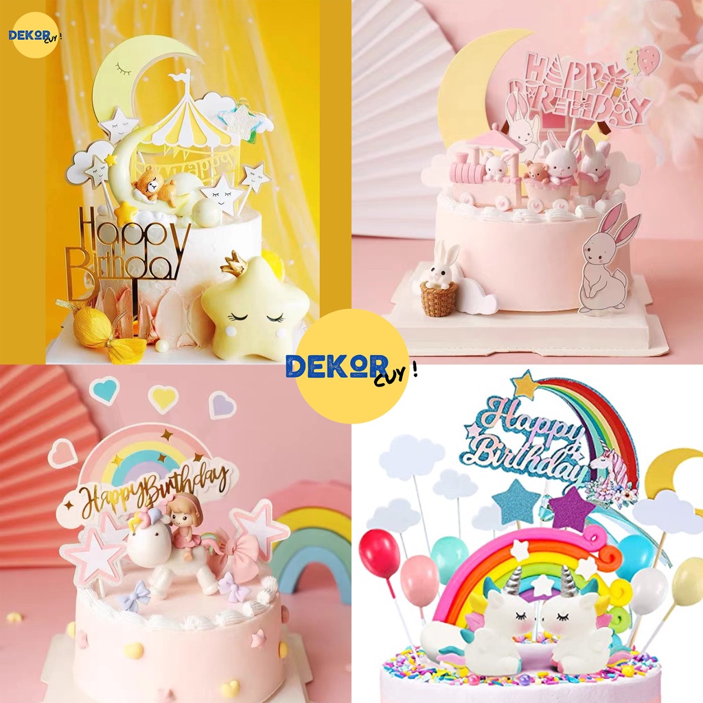Jual CAKE TOPPER KUE ULANG TAHUN 1 SET WITH BOX PACKAGING cake topper ...