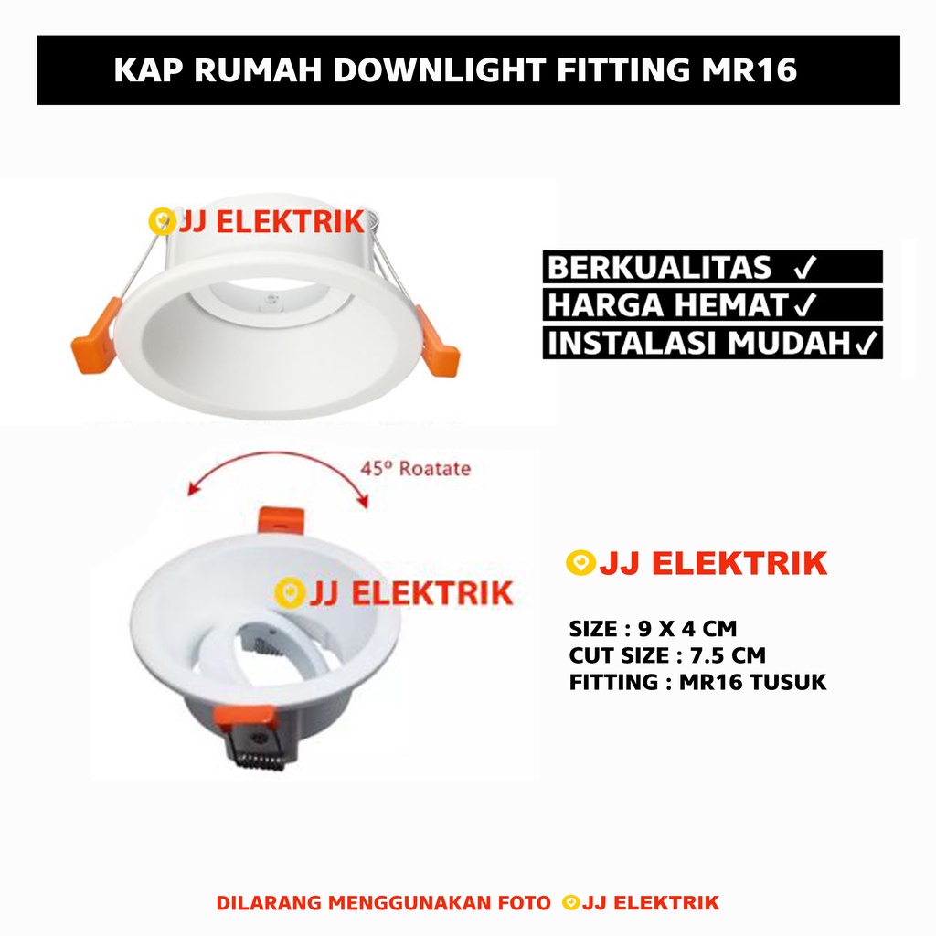 Jual Kap Lampu Downlight MR16 Lampu Sorot Spot Light Spotlight Pinhole ...