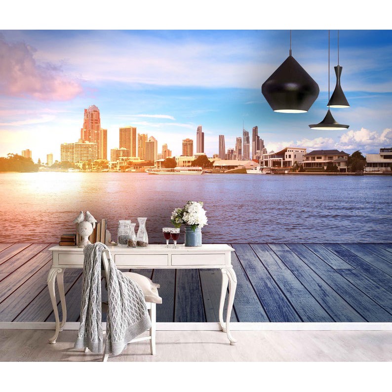 Jual Wallpaper 3D Wallbaner Dinding Aestatic Motif Sunset | Shopee ...