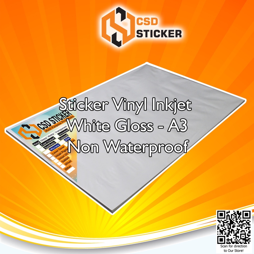 Jual Sticker Vinyl Inkjet White Gloss A3 Non Waterproof - Digital Print ...