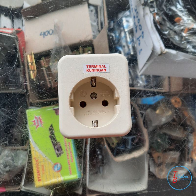Jual Stop kontak arde Uticon 1 lubang / Terminal Kuningan 1 lubang Uticon / Stopkontak Uticon ...