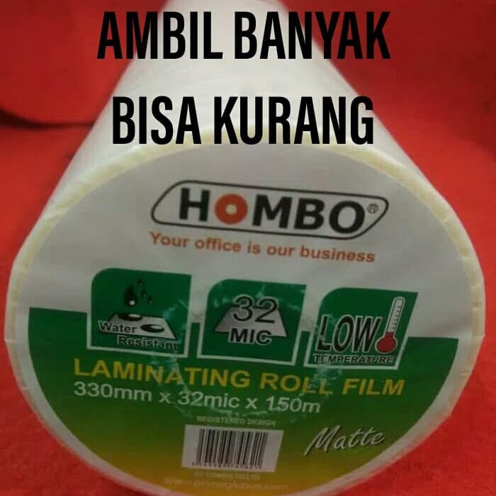 Jual Hombo Plastik Laminating Roll Matte 330mm x 32mic x 150m | Shopee ...