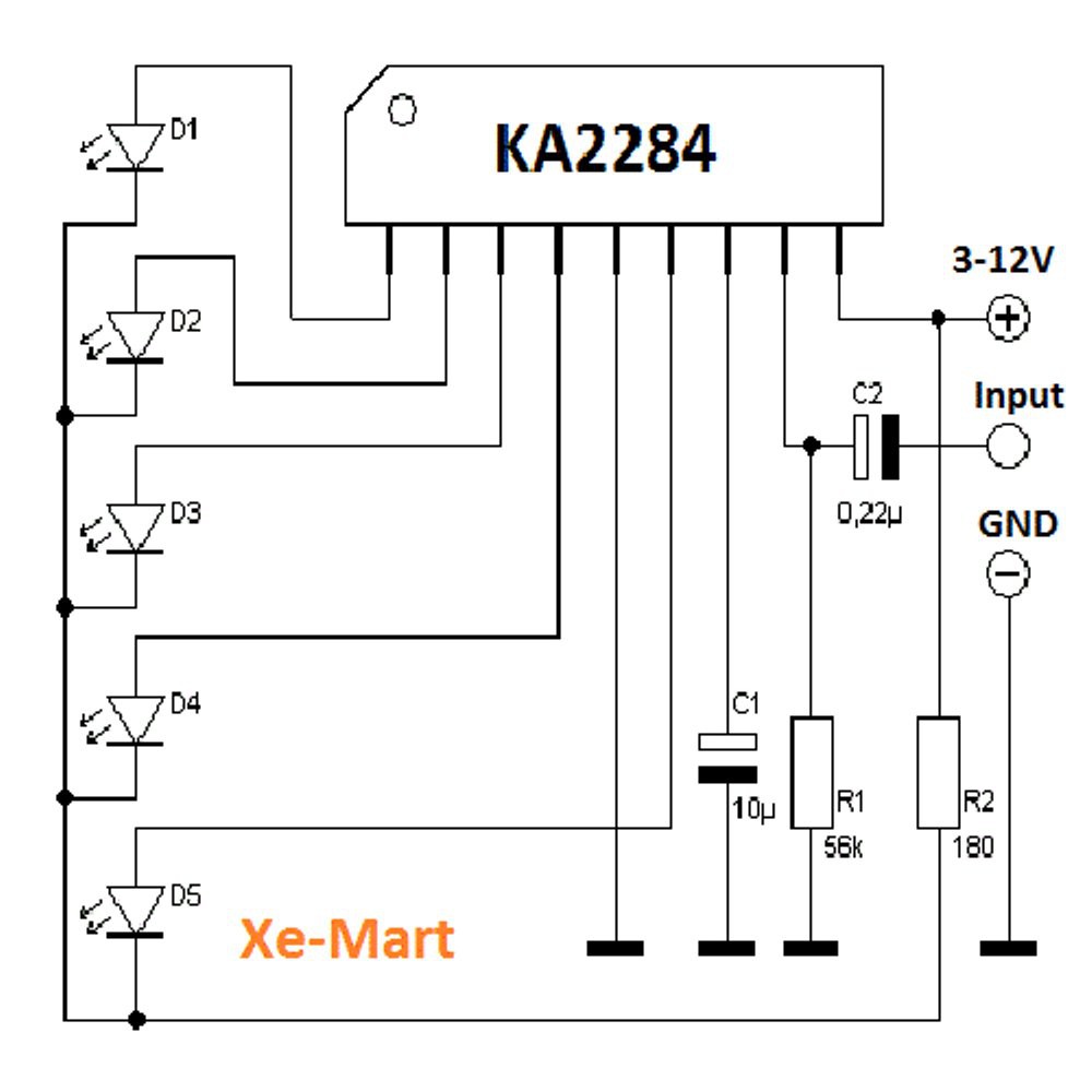 Jual KA2284 5-Dots LED Audio Level VU Meter Through Hole SIP9 Linear ...