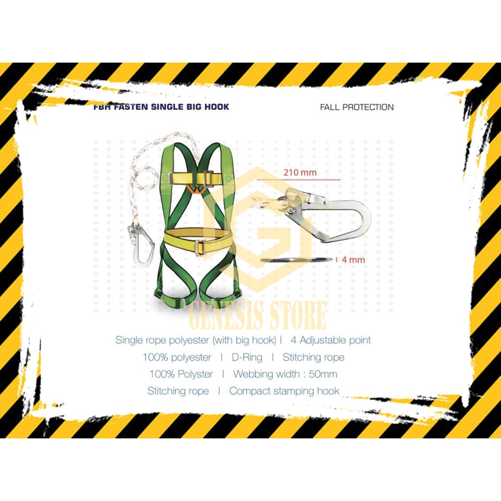Jual FULL BODY HARNESS SINGLE BIG HOOK SAFETY FASTEN PLUS TALI DADA ...
