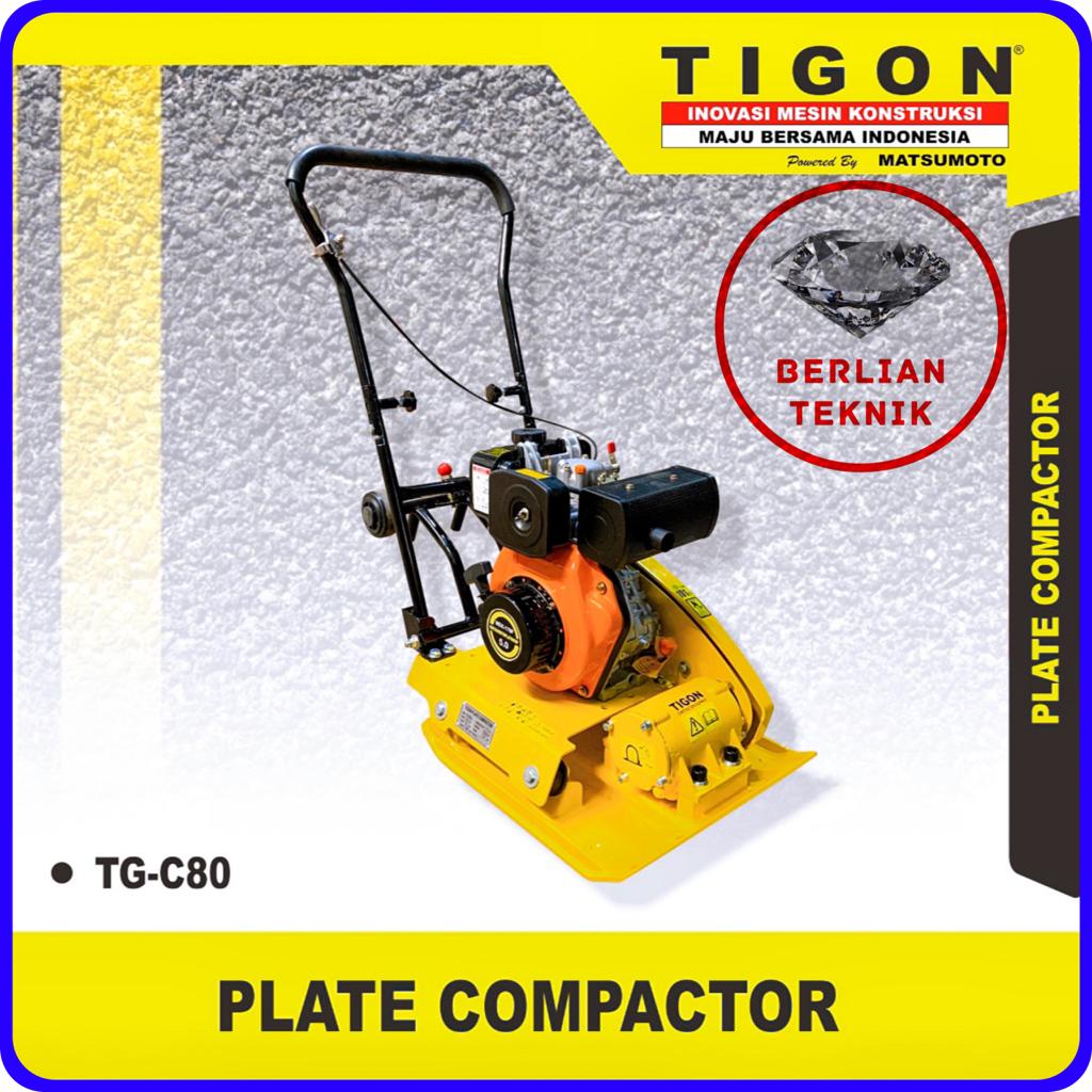 Jual Plate Compactor Stamper Kodok Tigon TG C80 + Mesin Diesel 5 HP ...