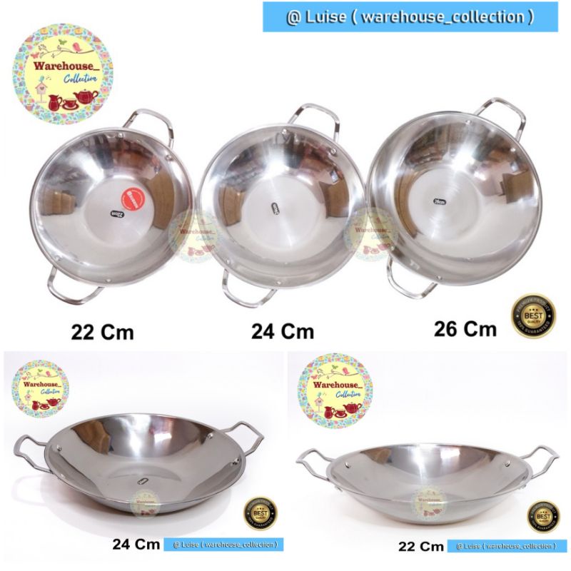 Jual WAJAN KOMPOR INDUKSI/WOK 22cm,24cm,26cm STAINLESS TEBAL / WAJAN ...