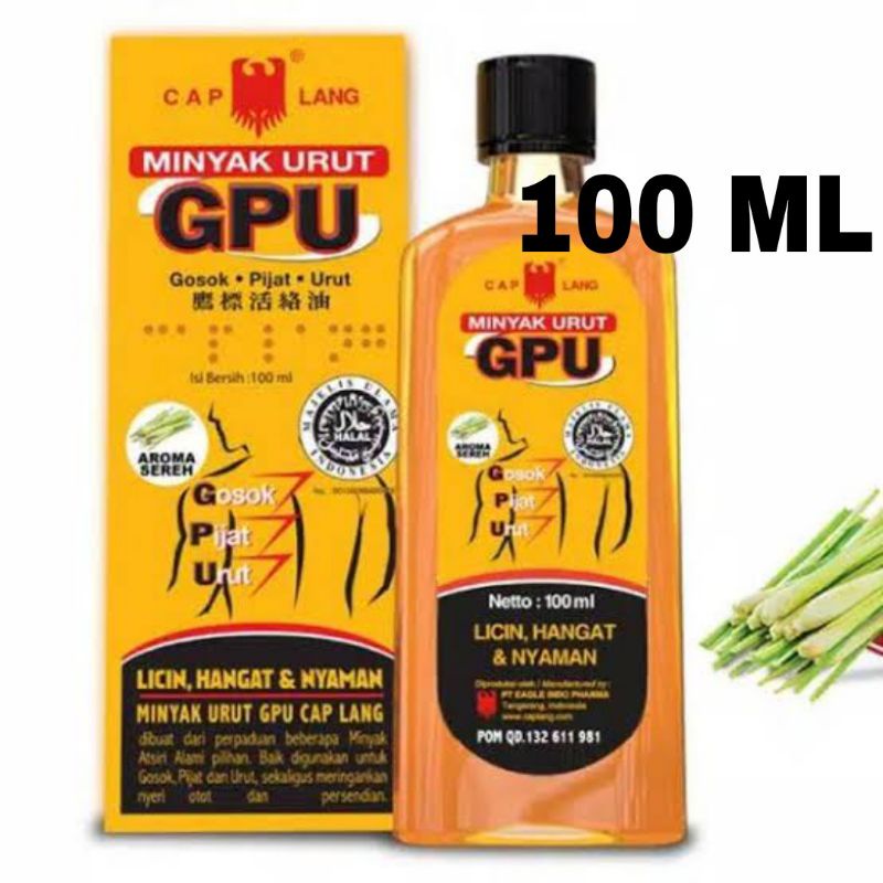 Jual ORIGINAL GPU MINYAK URUT 100 ML / 60 ML / 30 ML CAP LANG MINYAK ...