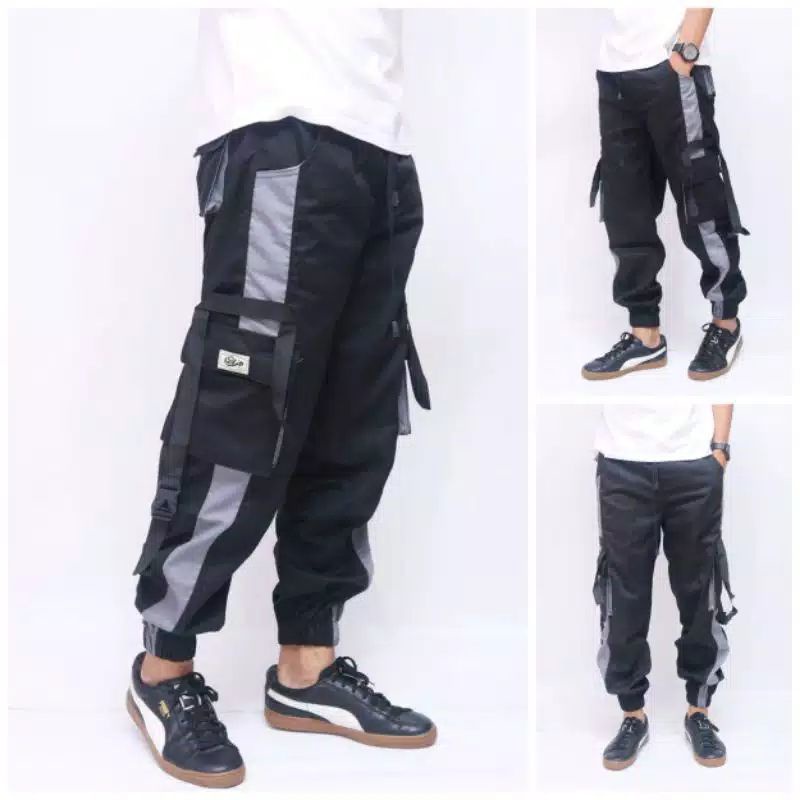 Jual joger Cargo kombinasi Lis putih/ celana panjang pria/ celana panjang Korean style | Shopee ...
