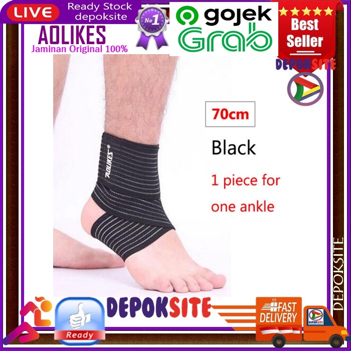 Jual AOLIKES 70cm Elastis Kneepad Knee Pad Deker Engkel Ankle Support ...